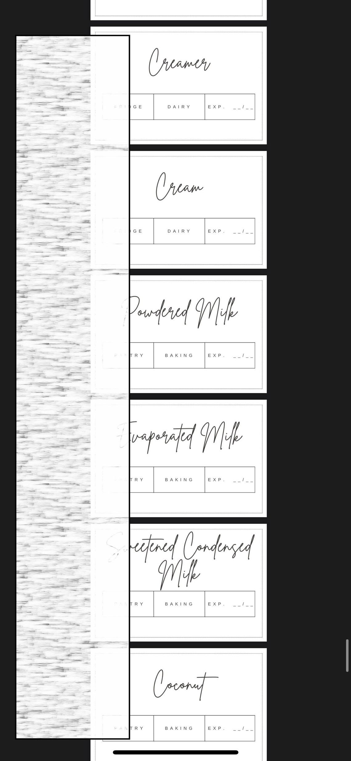 Simple, Minimalist Pantry and Refrigerator Labels Digital Download ...