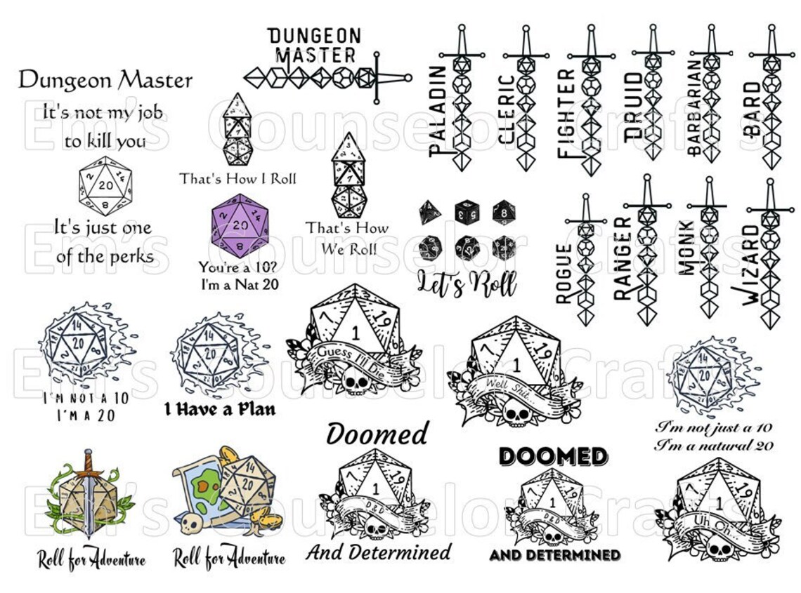51 Unique Dnd D&D bulk PNG SVG Picture Graphic Images, RPG, Cricut ...