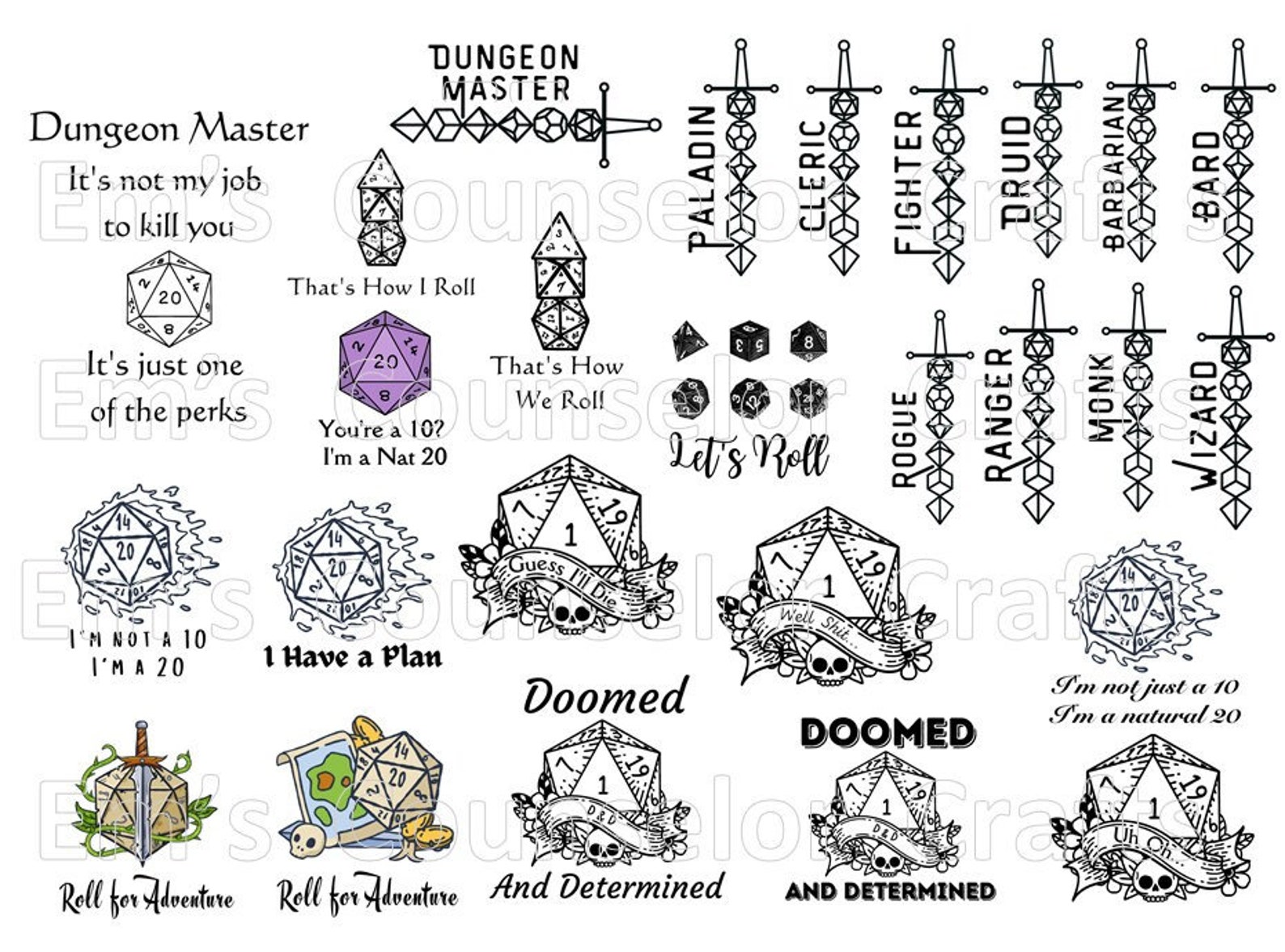 63 Unique Dnd D&D **bulk** PNG SVG Picture Graphic Images, RPG, Cricut ...