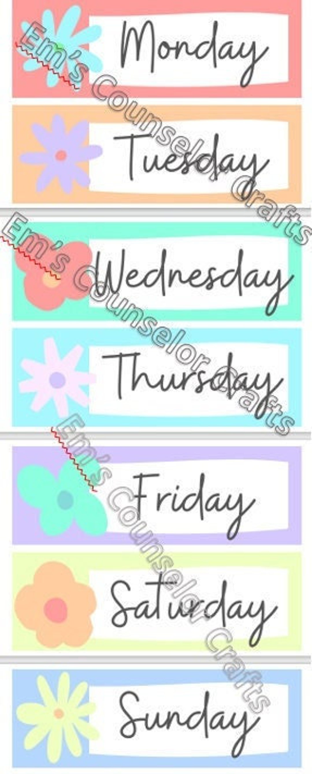Pastel Days of the Week Labels, Floral Name Tags, Classroom and ...