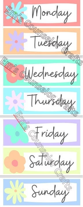Pastel Days of the Week Labels, Floral Name Tags, Classroom and ...