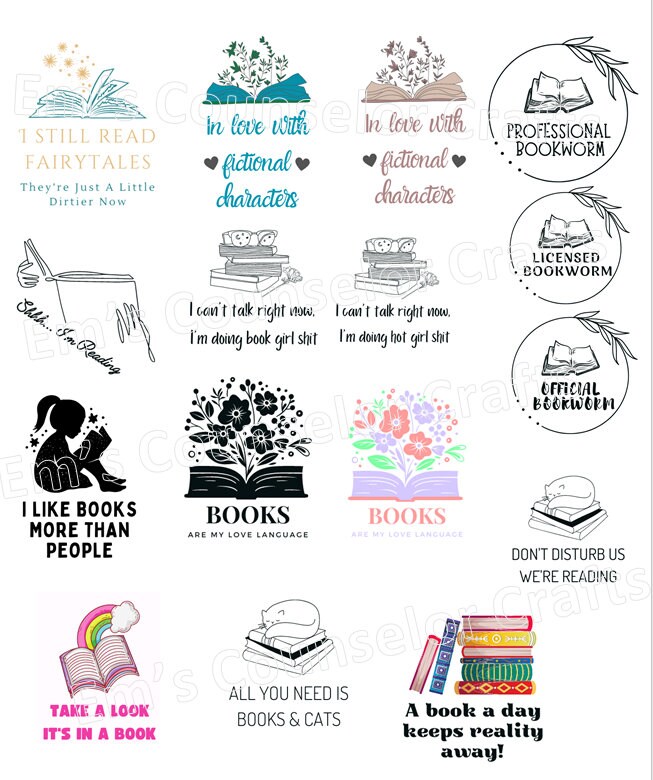 35 Unique Book & Reading Themed Svg/pngs Graphics, Booktok Books ...