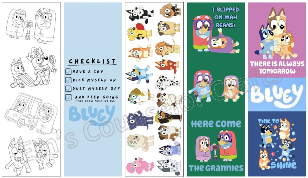 Printable Bluey Bookmarks, Kids, Students, Adult Fun Reading Book ...