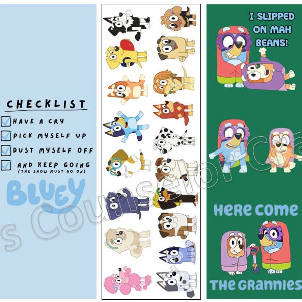 Bluey Dogs Bookmark - Etsy