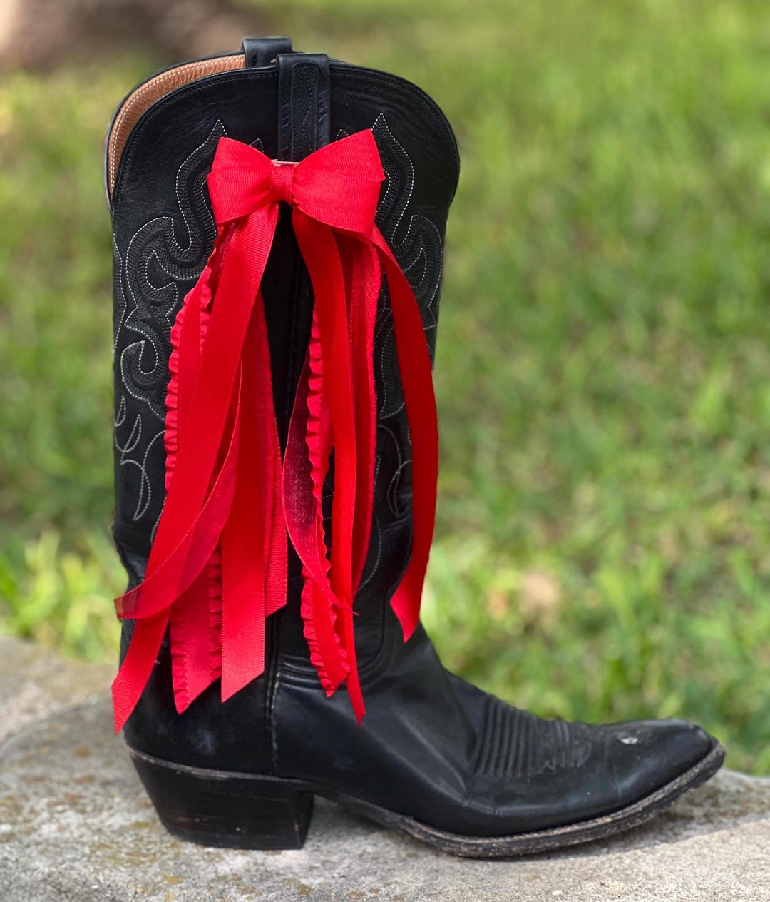 Boot Bows, Red Ribbons, Game Day, Football, Rodeo, Concert, Custom ...