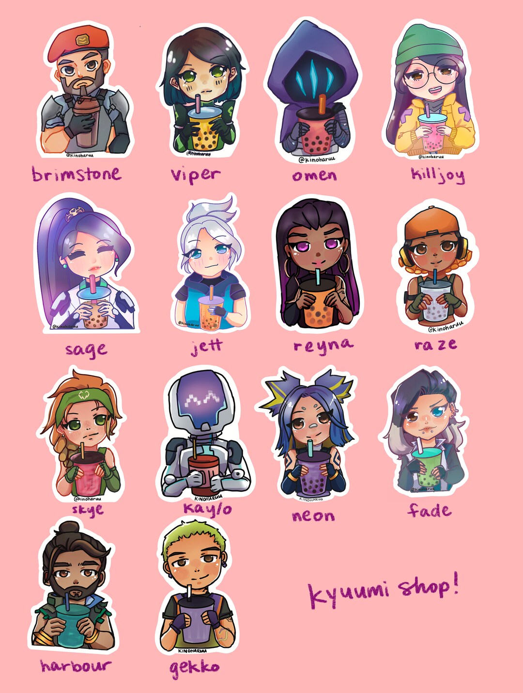 Valorant Agents Boba Acrylic Keychains W/ Matching Sticker - Etsy