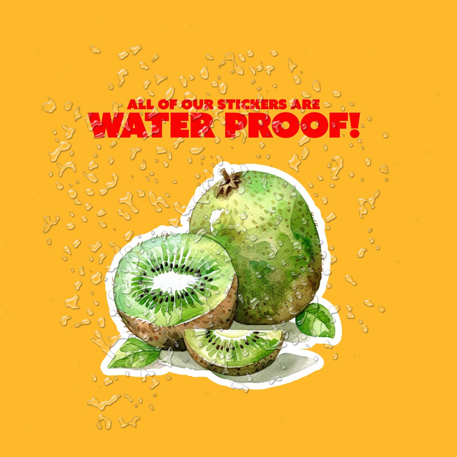 Kiwi Sticker - Watercolor Kiwi Decal for Laptops, Water Bottles ...