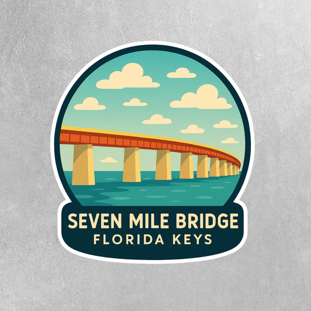 Seven Mile Bridge Sticker | 7 Mile Bridge Sticker | Florida Keys Bridge ...