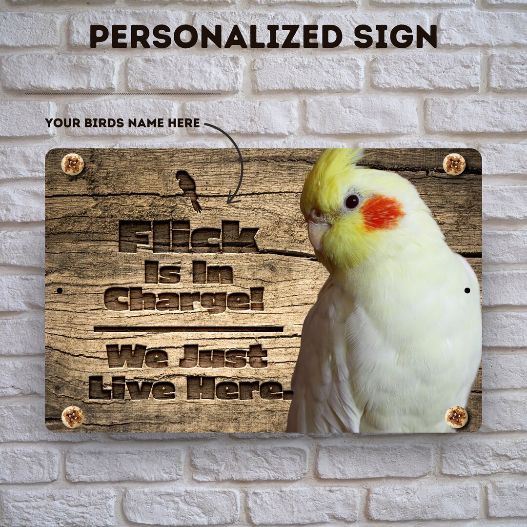 Personalized Yellow Cockatiel Sign | Rustic Parrot Sign | Add Your ...