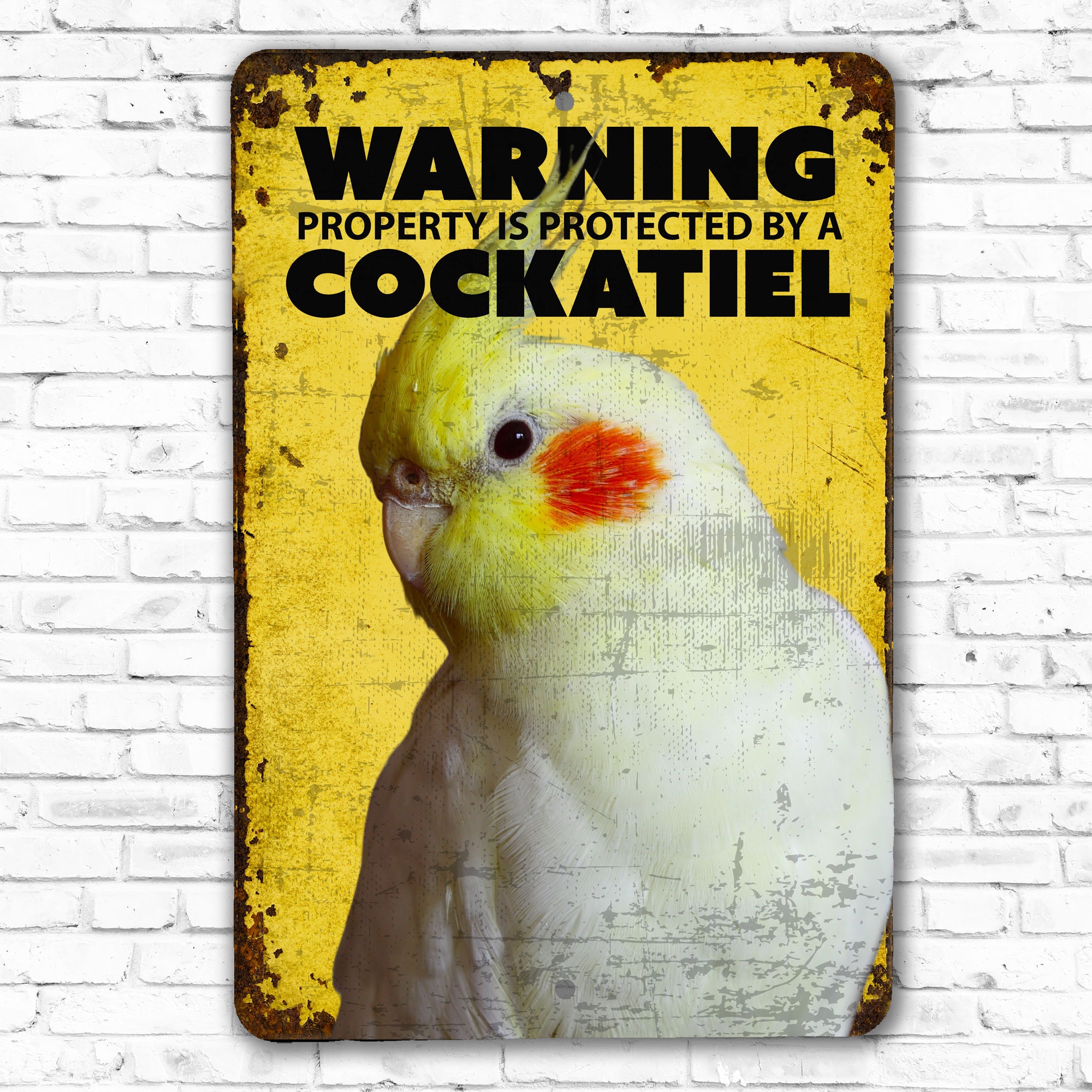 Warning Cockatiel Sign | Parrot Warning Sign | Yellow Cockatiel Sign - Etsy