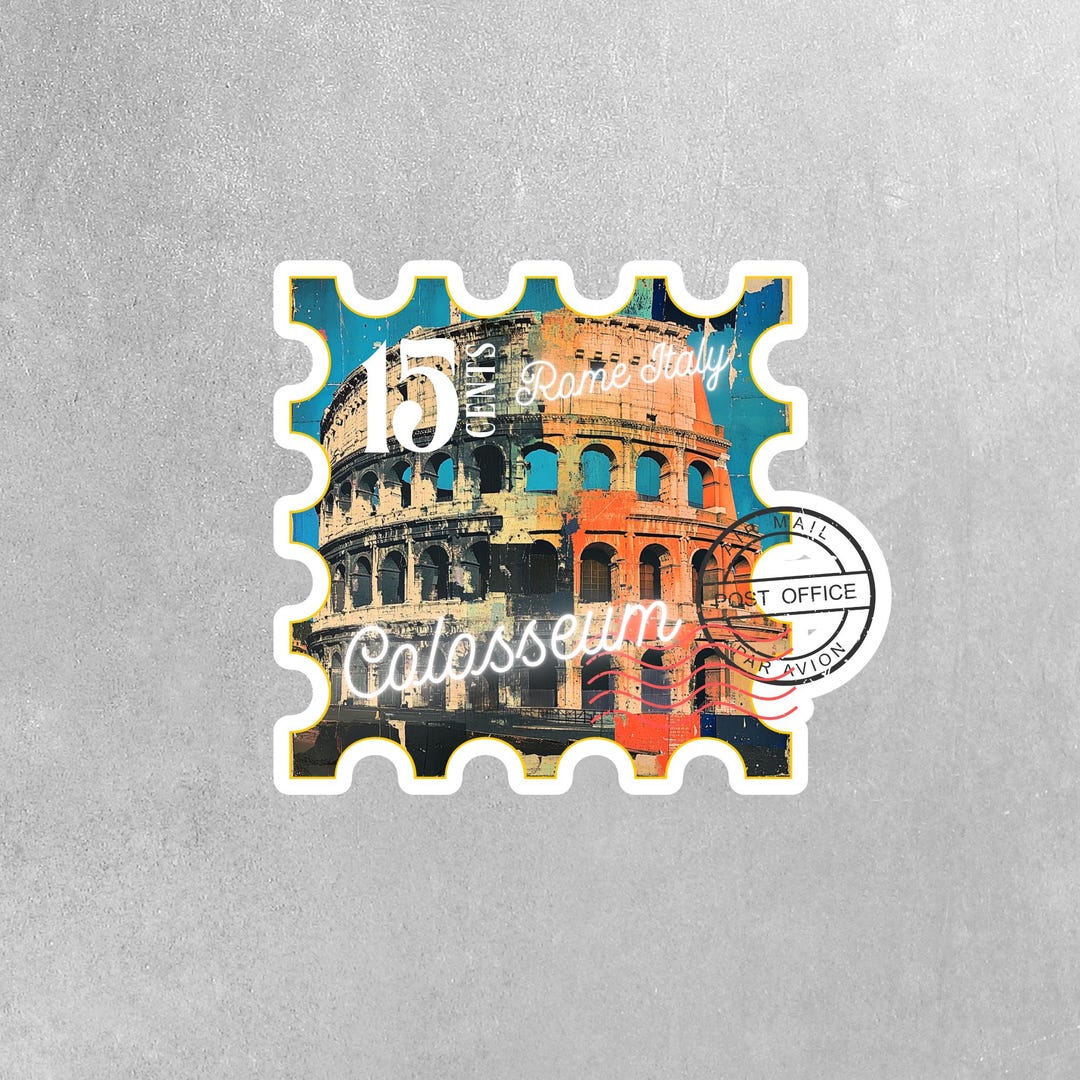 Rome Sticker - Colosseum Sticker - Italy Stamp Sticker - Etsy