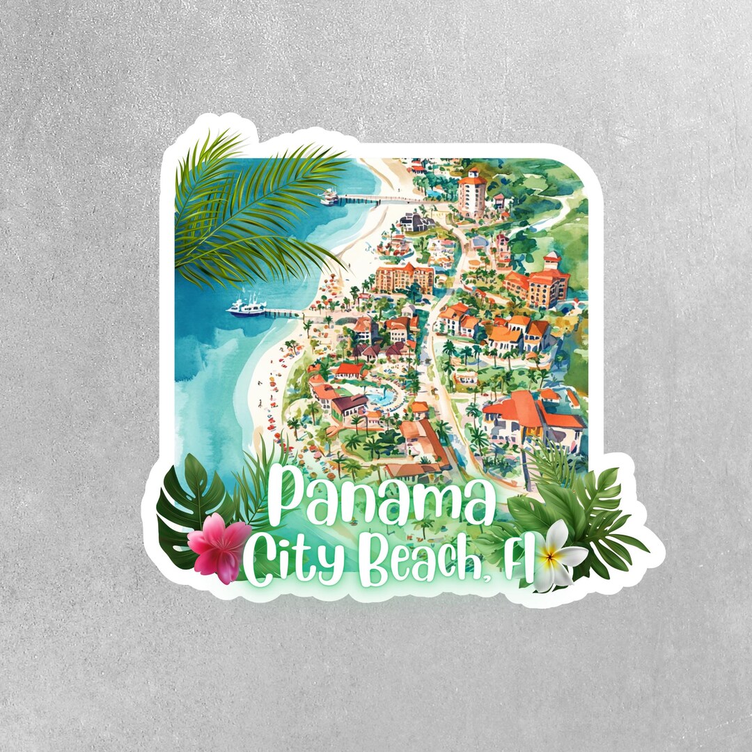 Panama City Beach Sticker | Florida Decal, Tropical Vacation Souvenir ...