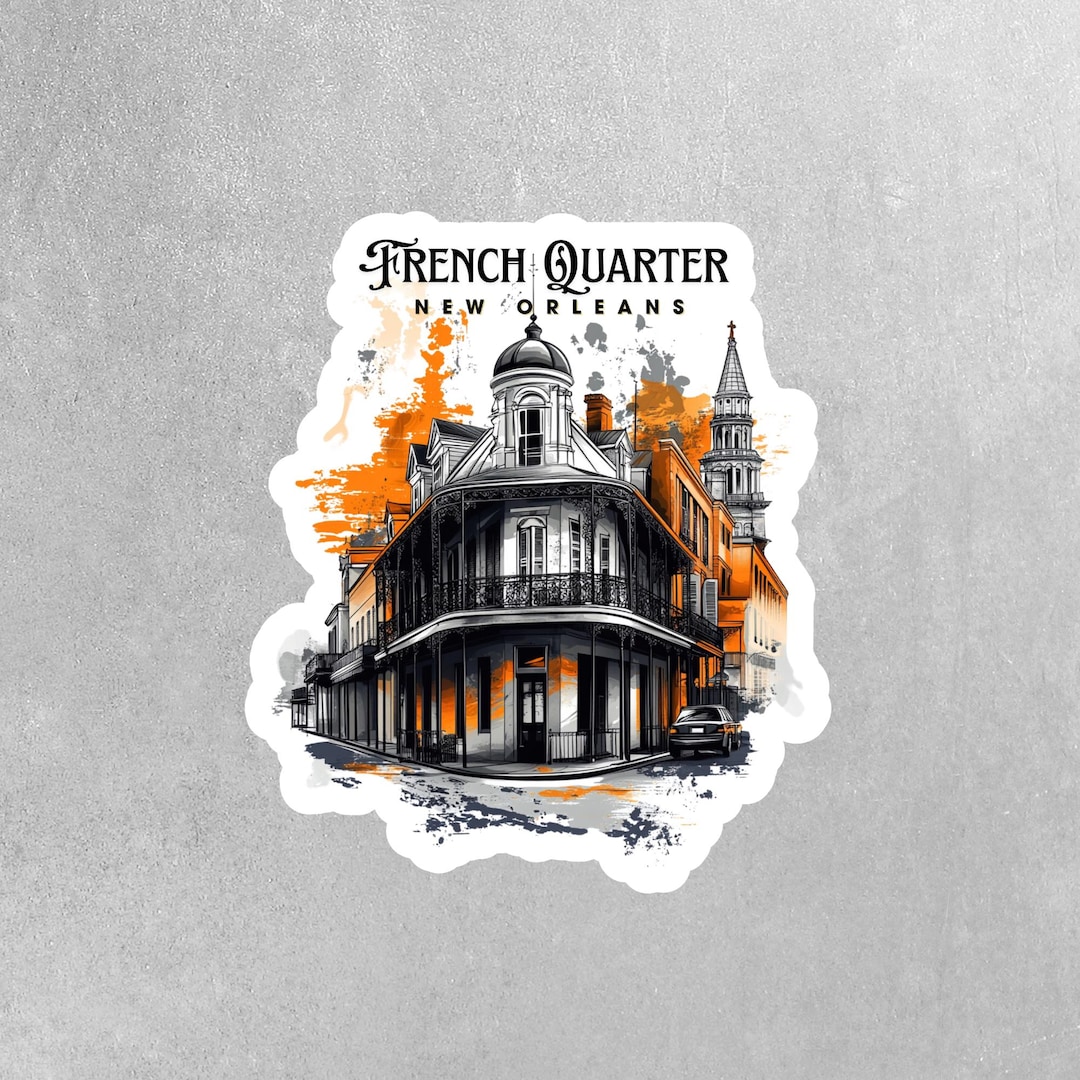 French Quarter Sticker | New Orleans Travel Decal, Vintage Louisiana ...