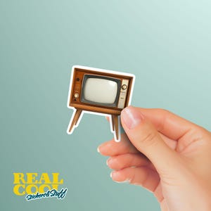 Vintage TV Sticker - Old Fashioned Television Sticker - TV Decal - Junk ...