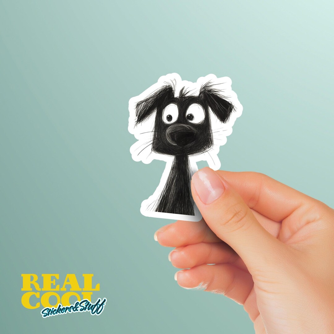 Pencil Sketch Dog Sticker Black Dog Drawing Whimsical Pet Décor for Dog ...