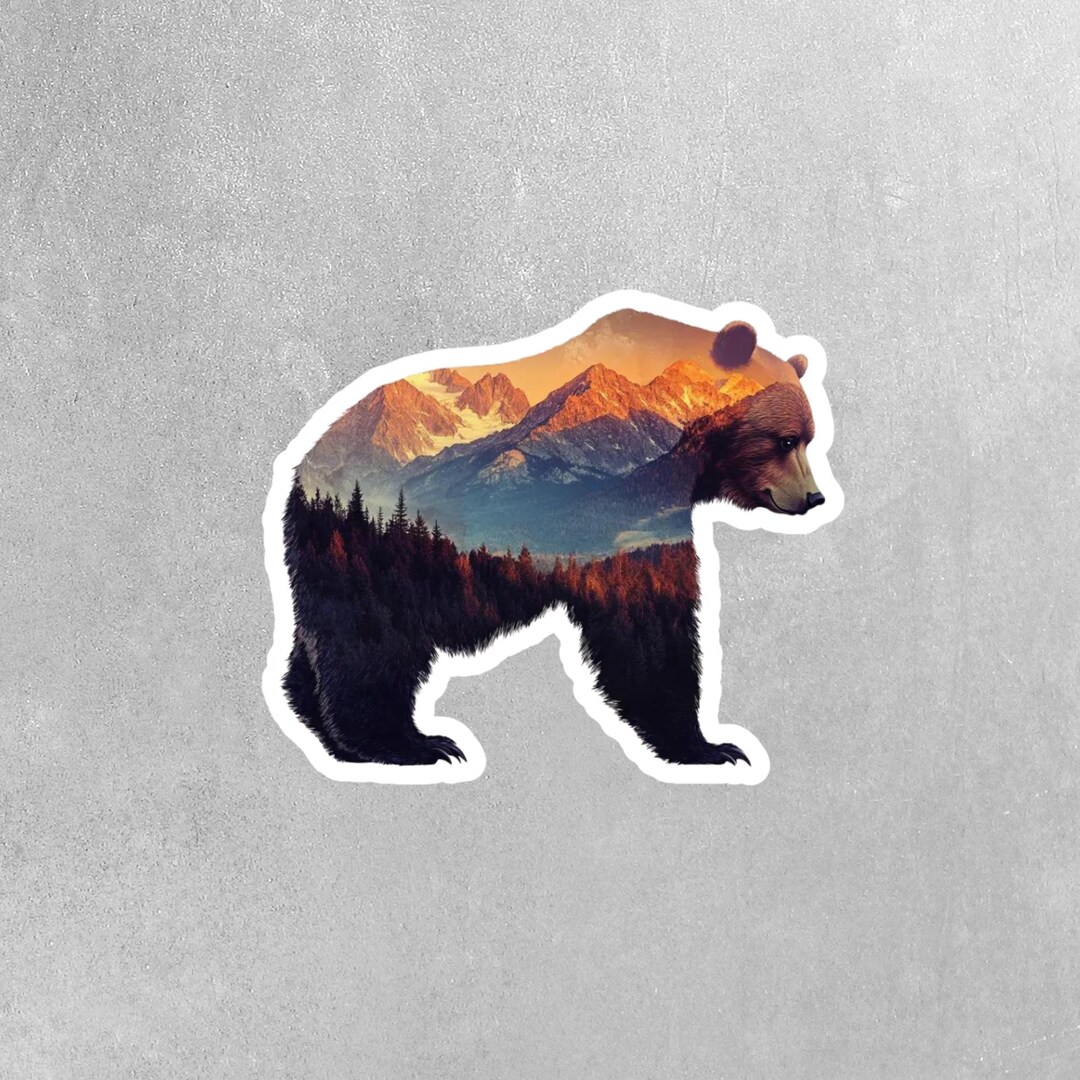 Bear Silhouette Sticker - Outdoor Life Sticker - Bear Decal - Etsy