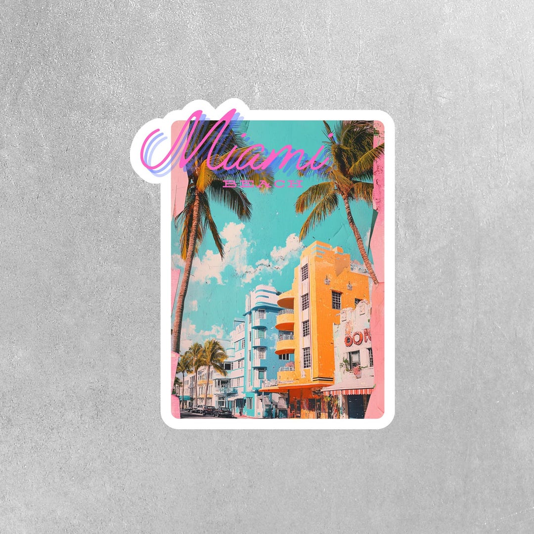 Miami Beach Sticker - Vintage Miami Beach Sticker - South Beach Sticker ...