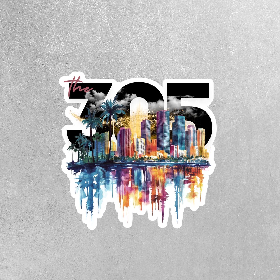 The 305 Sticker | Miami Skyline Sticker | Miami Decal - Etsy