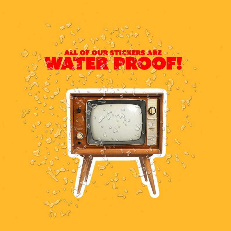Vintage TV Sticker - Old Fashioned Television Sticker - TV Decal - Junk ...