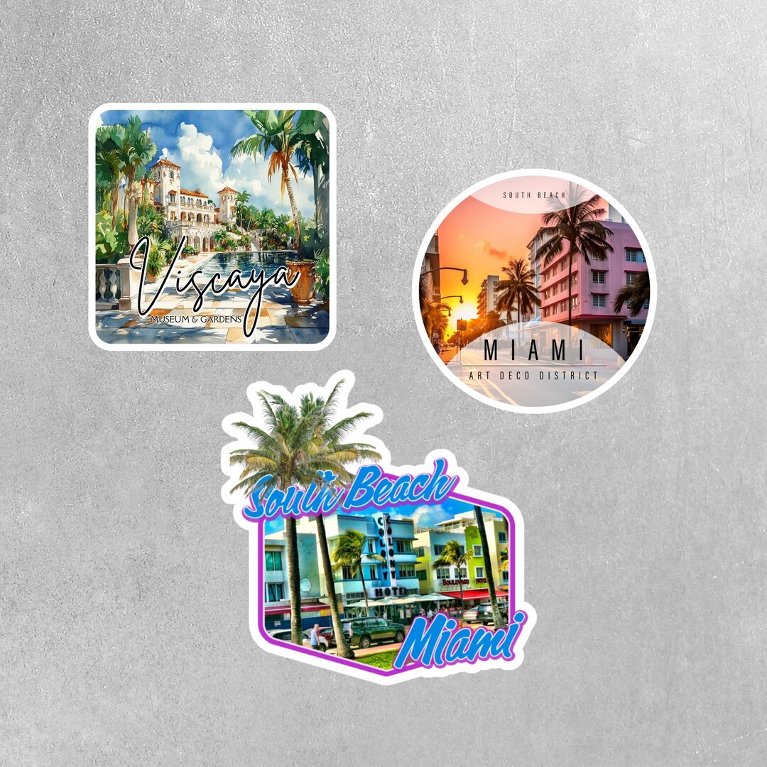 Miami Sticker | Miami Three Pack Stickers | Miami Decal Pack - Etsy