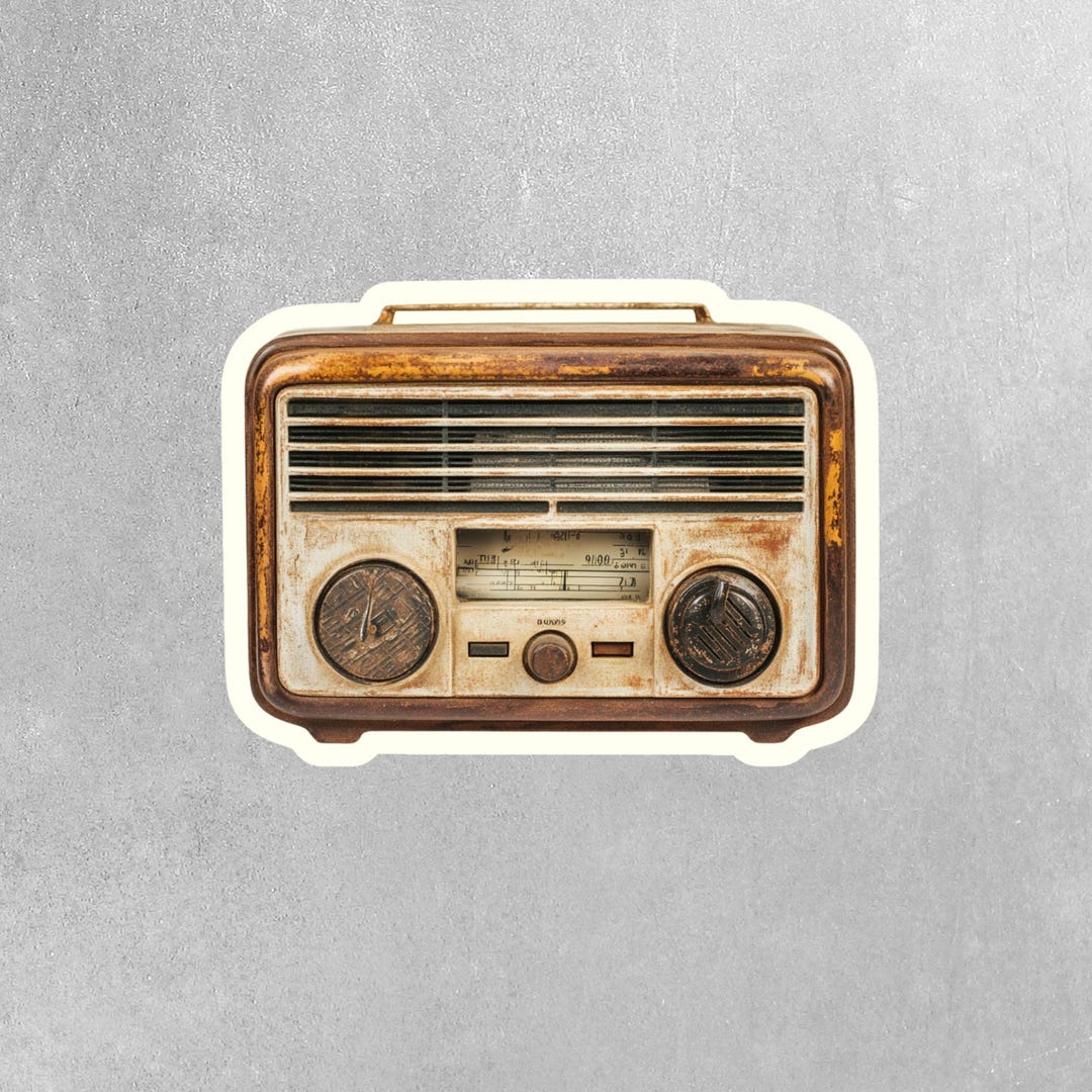 Vintage Radio Sticker - Old Fashioned Radio Sticker - Radio Decal ...