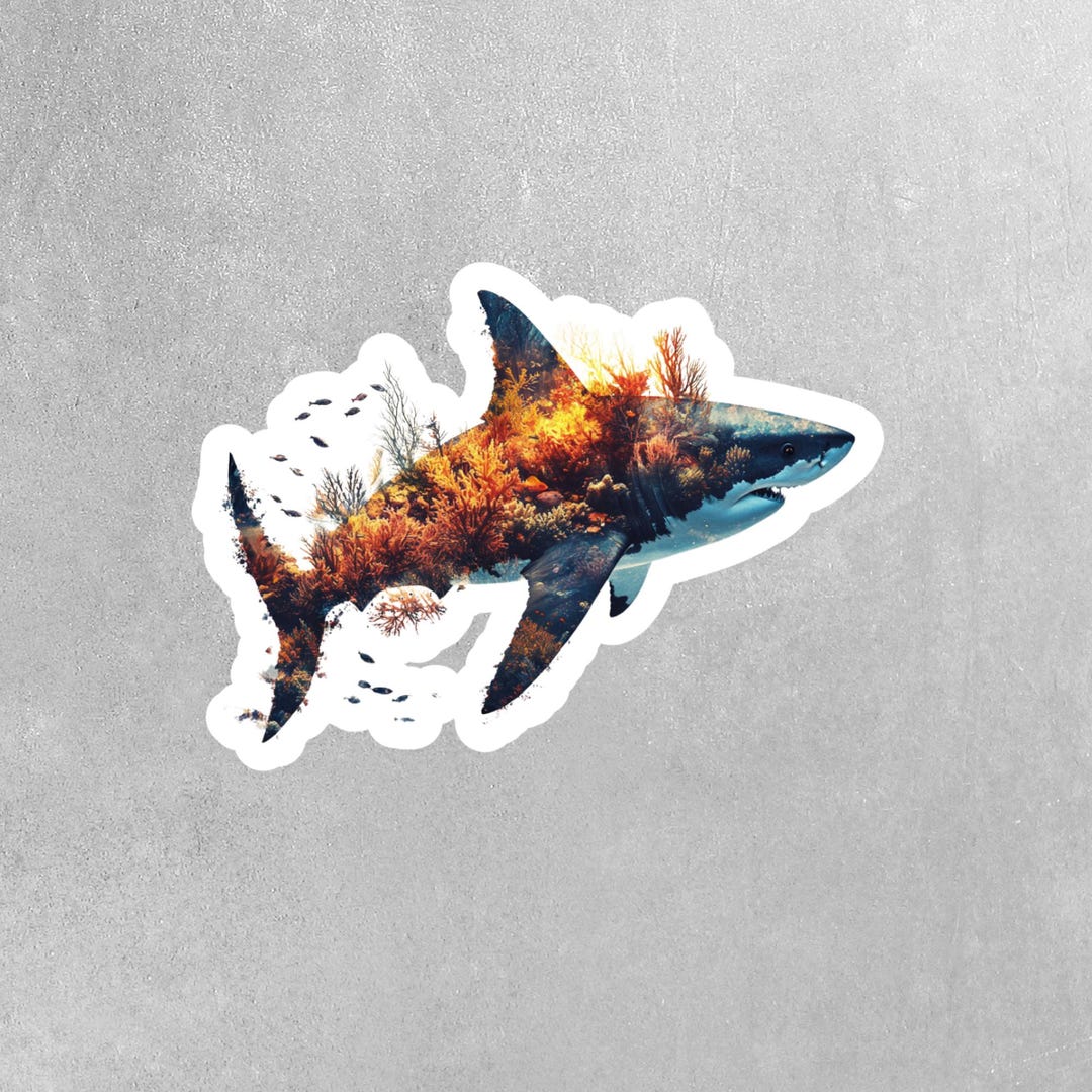 Great White Shark Sticker - Shark Sticker - Shark Reef Stickers - Etsy