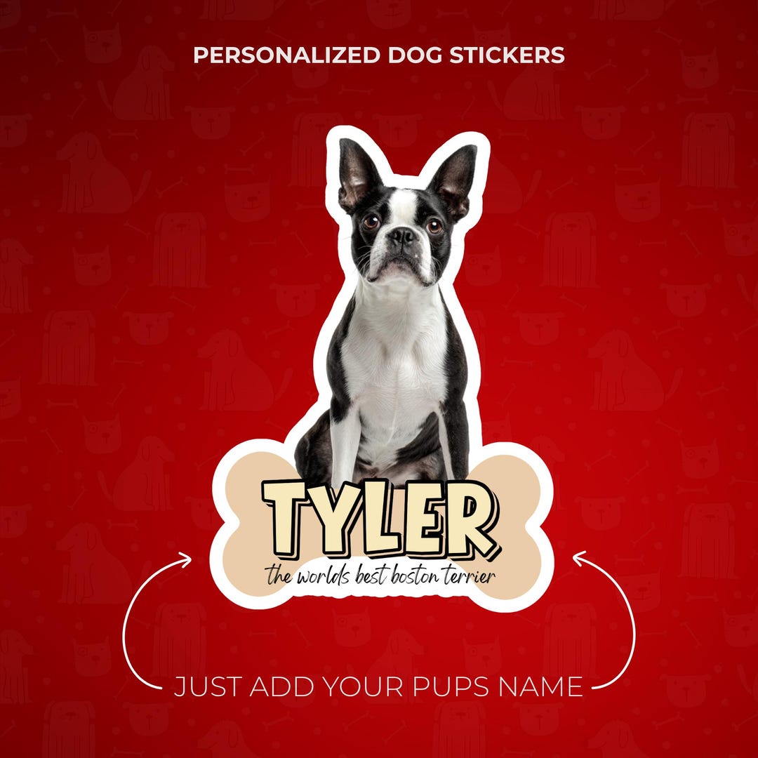 Boston Terrier Sticker | Personalized Boston Terrier Sticker | Boston ...