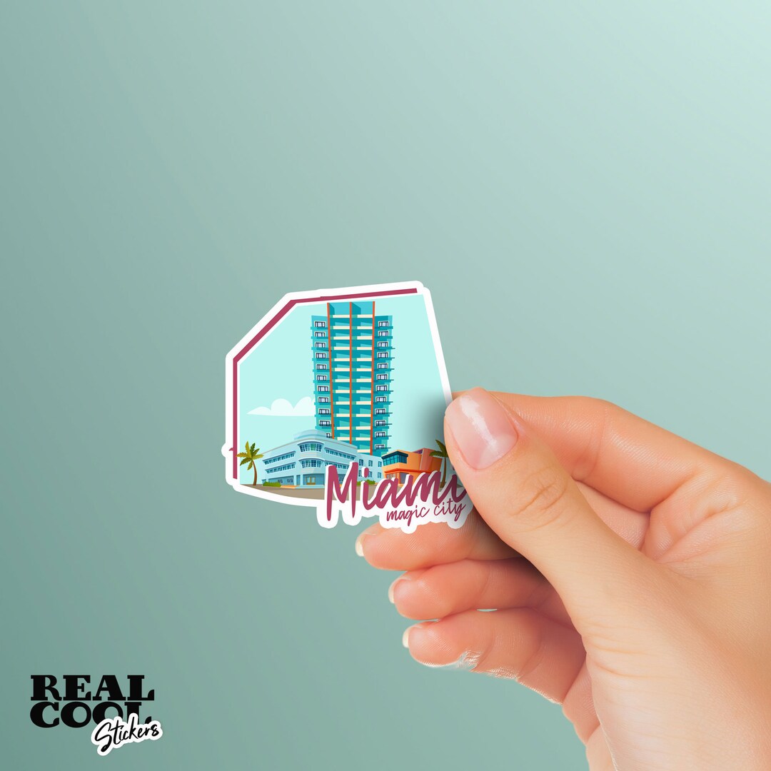 Miami Sticker Miami Beach Stickers Miami Florida Sticker - Etsy