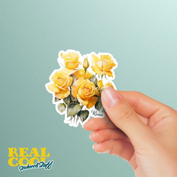 Yellow Rose Sticker - Etsy