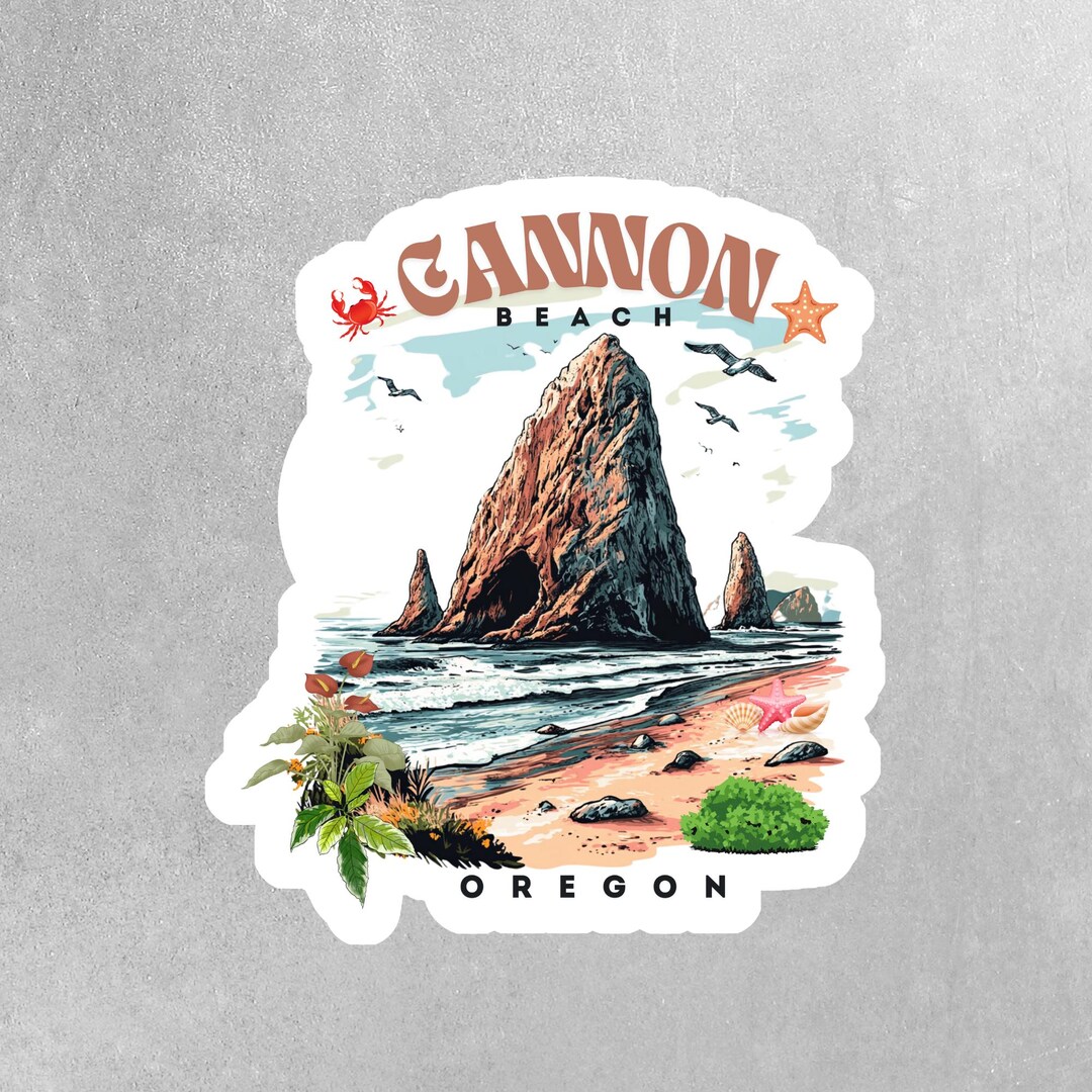 Cannon Beach Sticker - Cute Oregon Sticker for Travel Lovers & Nature ...