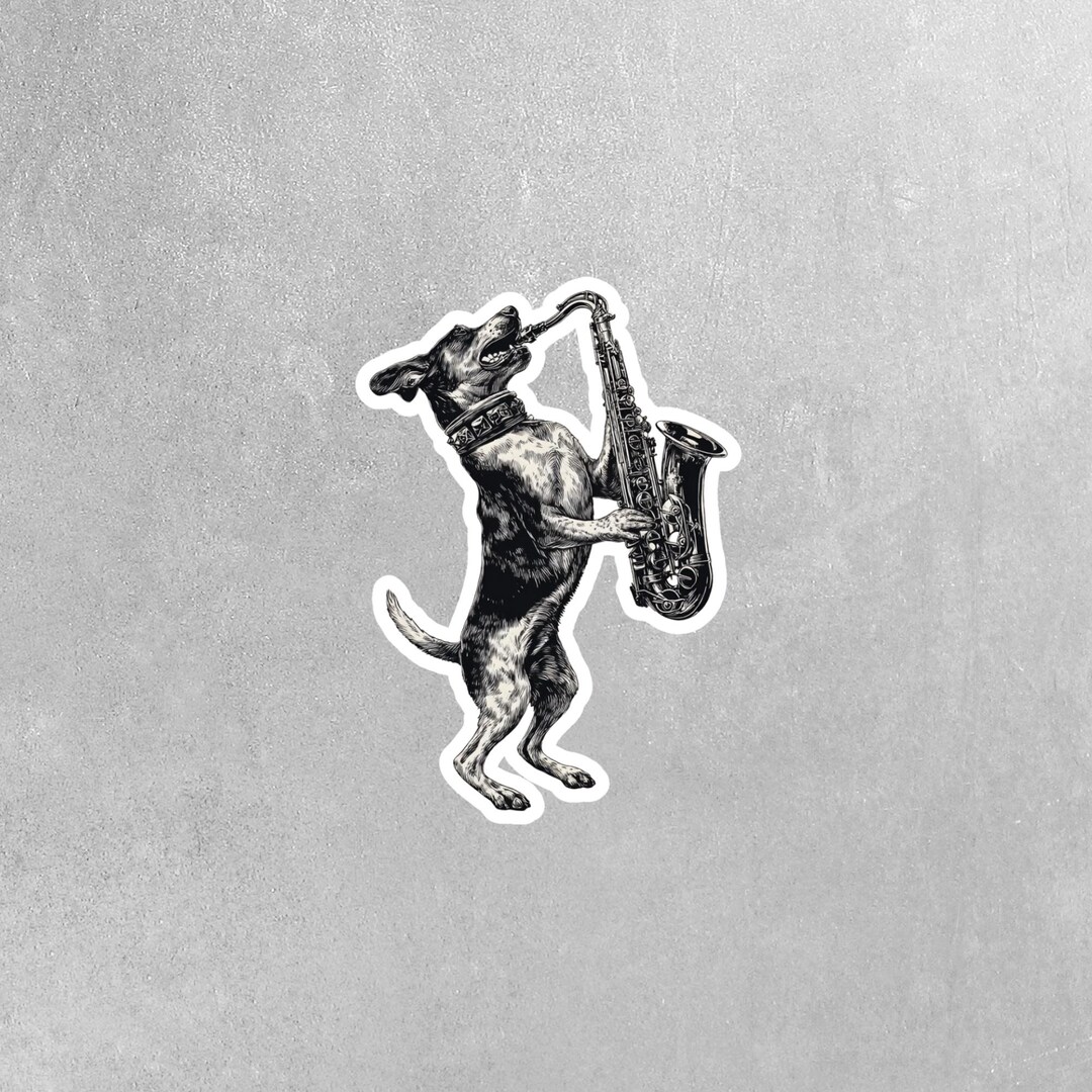 Dog Sticker | Saxophone Dog Sticker | Musical Dog Sticker - Etsy