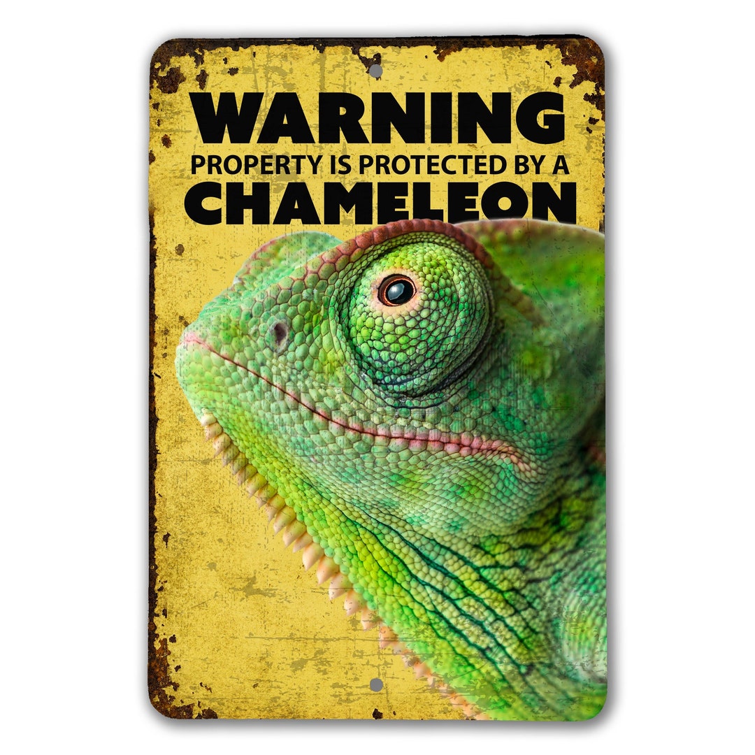 Warning Chameleon Sign | Chameleon Warning Sign | Chameleon Sign - Etsy