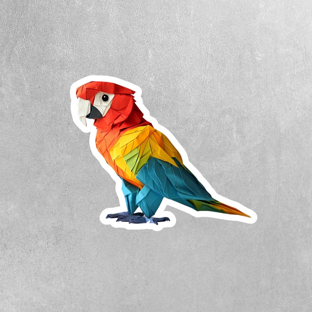 Origami Macaw Sticker - Cute Macaw Sticker - Origami Parrot Decal - Etsy