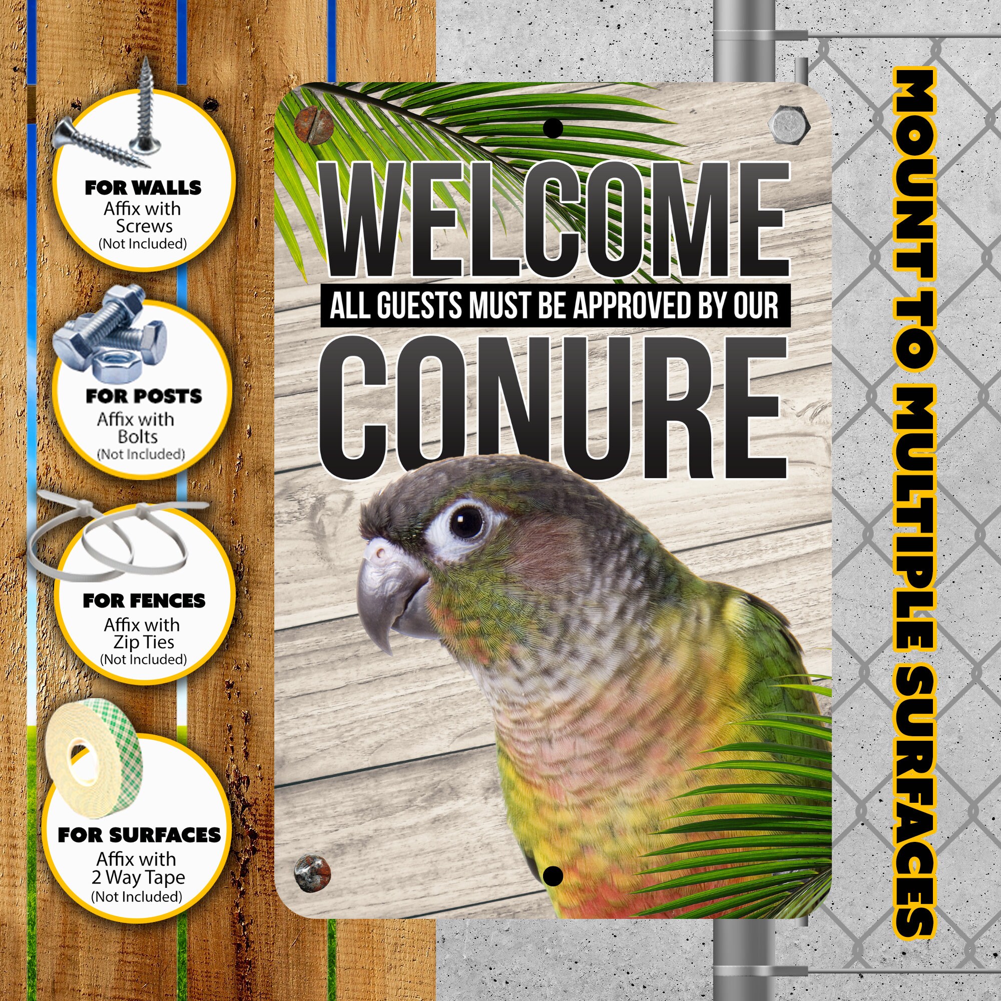 Green Cheek Conure Welcome Sign | Parrot Warning Sign | Green Cheek ...