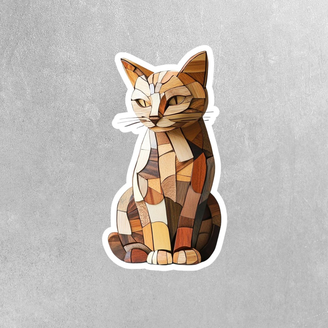 Cat Stickers - Wooden Cat Sticker - Rustic Cat Sticker - Etsy