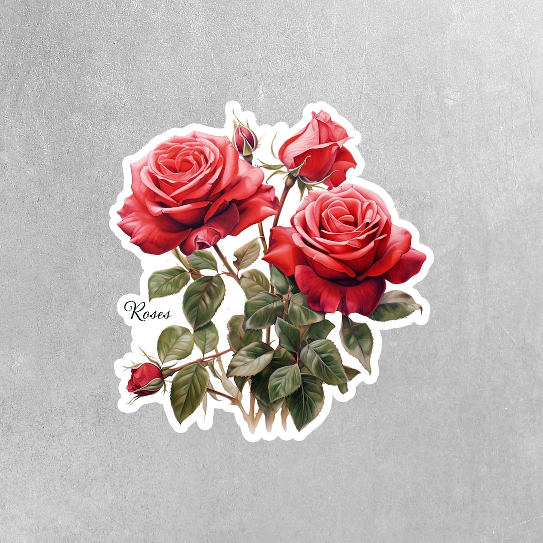 Red Roses Sticker | Rose Sticker | Flower Stickers - Etsy
