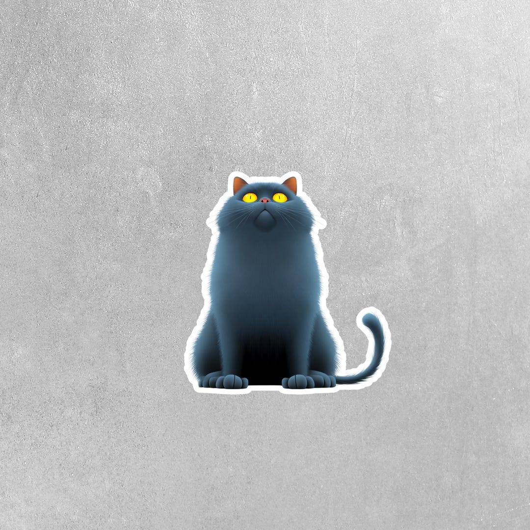 Blue Cat Sticker | Fat Cat Sticker | Cat Sticker - Etsy