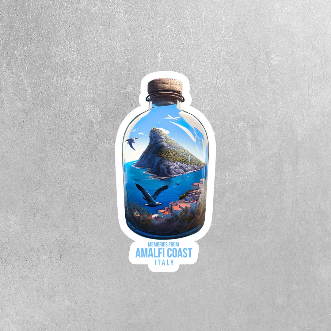 Amalfi Coast Italy Sticker | Amalfi Coast City in A Bottle Sticker ...