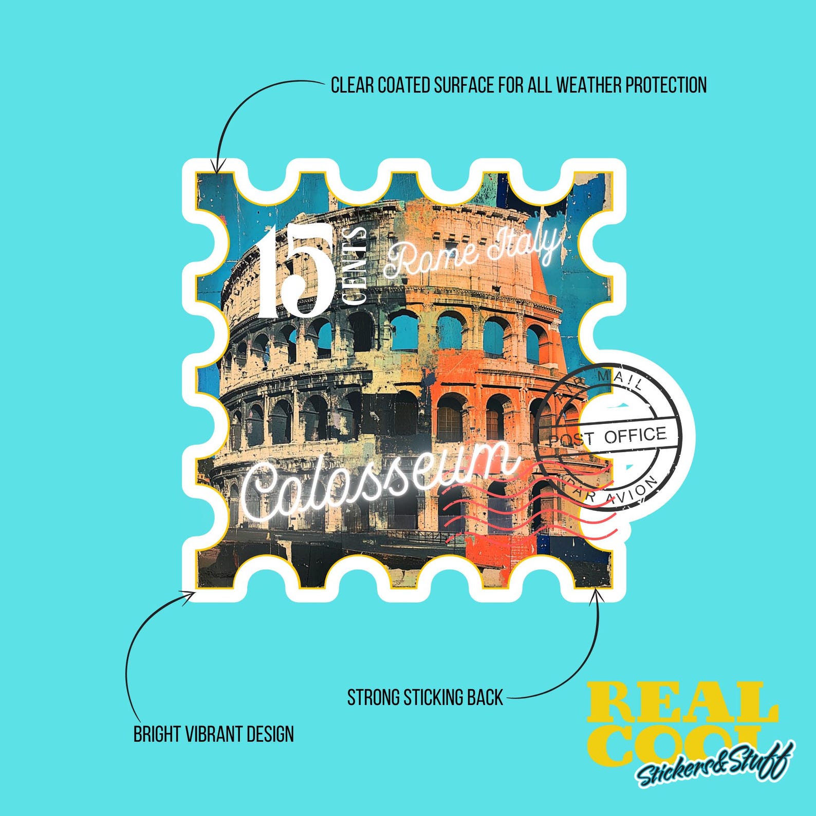 Rome Sticker - Colosseum Sticker - Italy Stamp Sticker - Etsy
