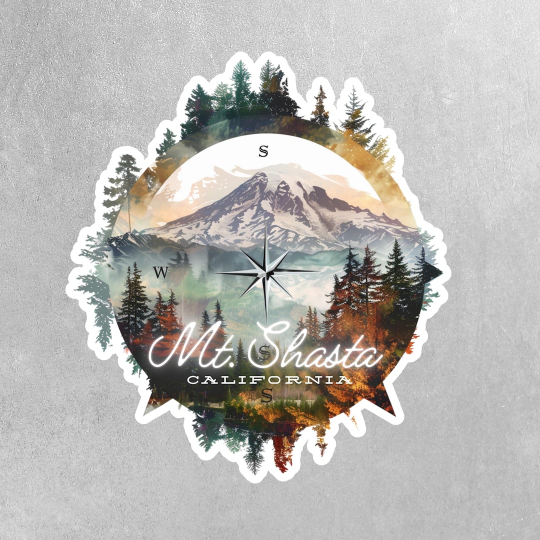 Mt Shasta California Sticker - California Sticker - Mountain Sticker - Etsy