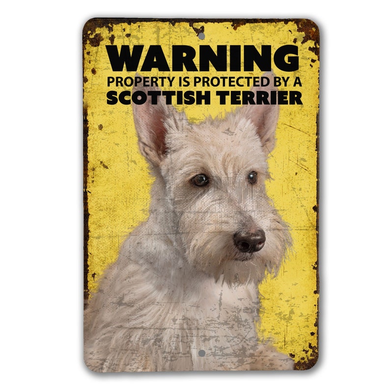 Warning Scottish Terrier Sign Dog Warning Sign White - Etsy