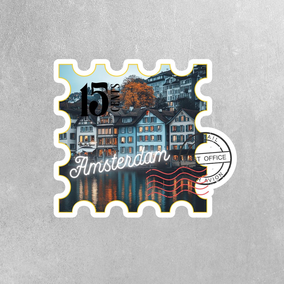 Amsterdam Sticker - Vintage Travel Décor, Retro Amsterdam Souvenir for ...