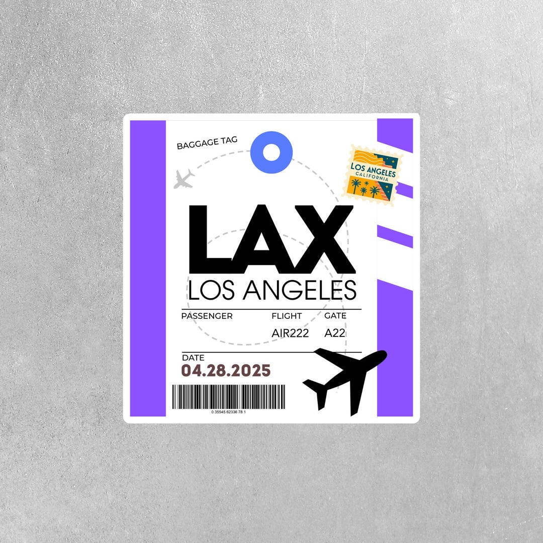LAX Luggage Tag Sticker | Aviation Stickers | Los Angeles Airport ...