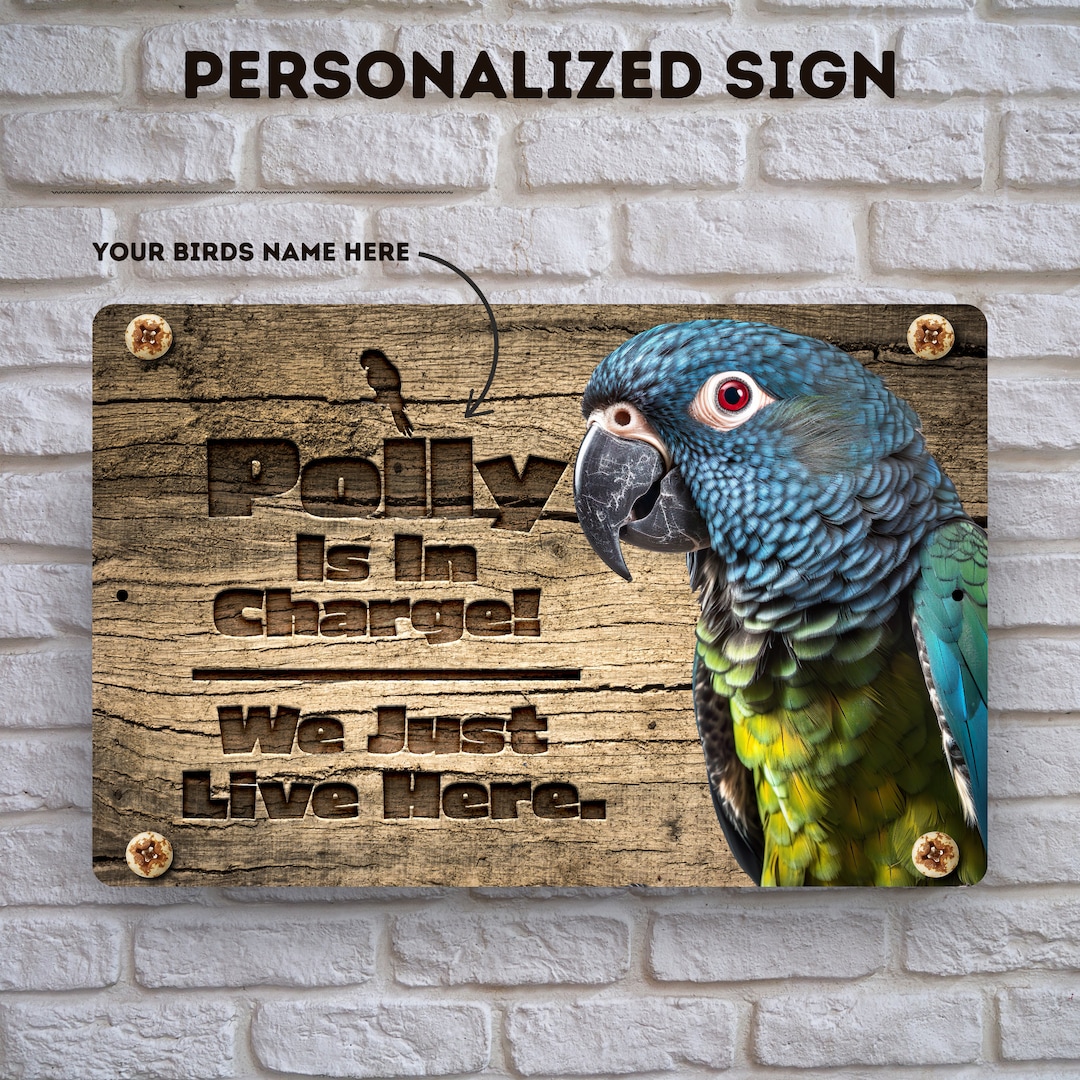 Personalized Pionus Parrot Sign | Rustic Parrot Sign | Add Your Pionus ...