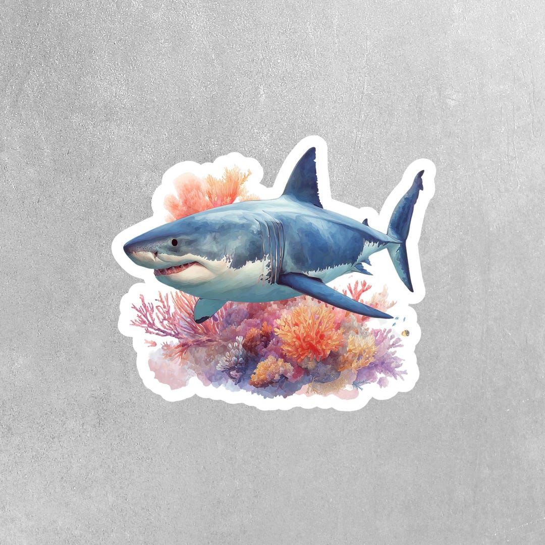 Great White Shark Sticker - Shark Sticker - Shark Reef Stickers - Etsy