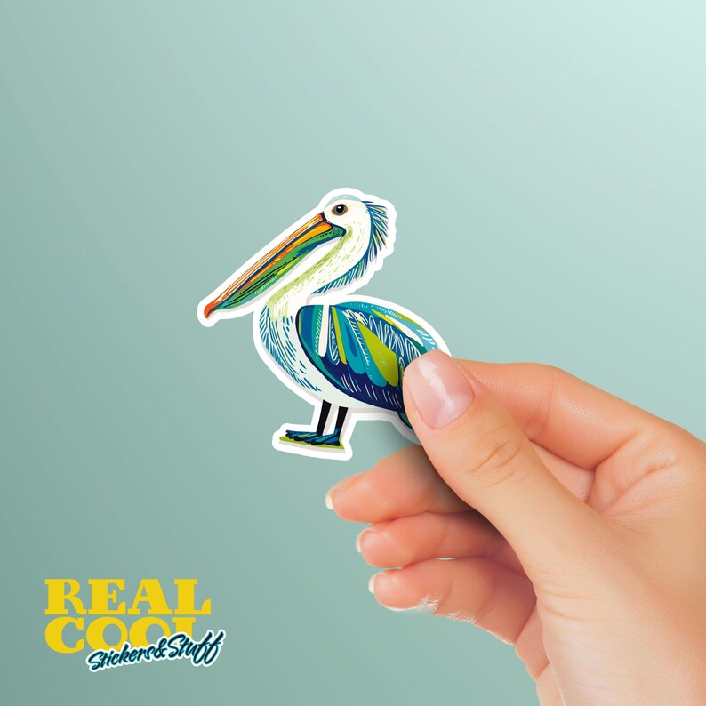 Whimsical Pelican Sticker | Pelican Sticker | Hand Drawn Pelican ...