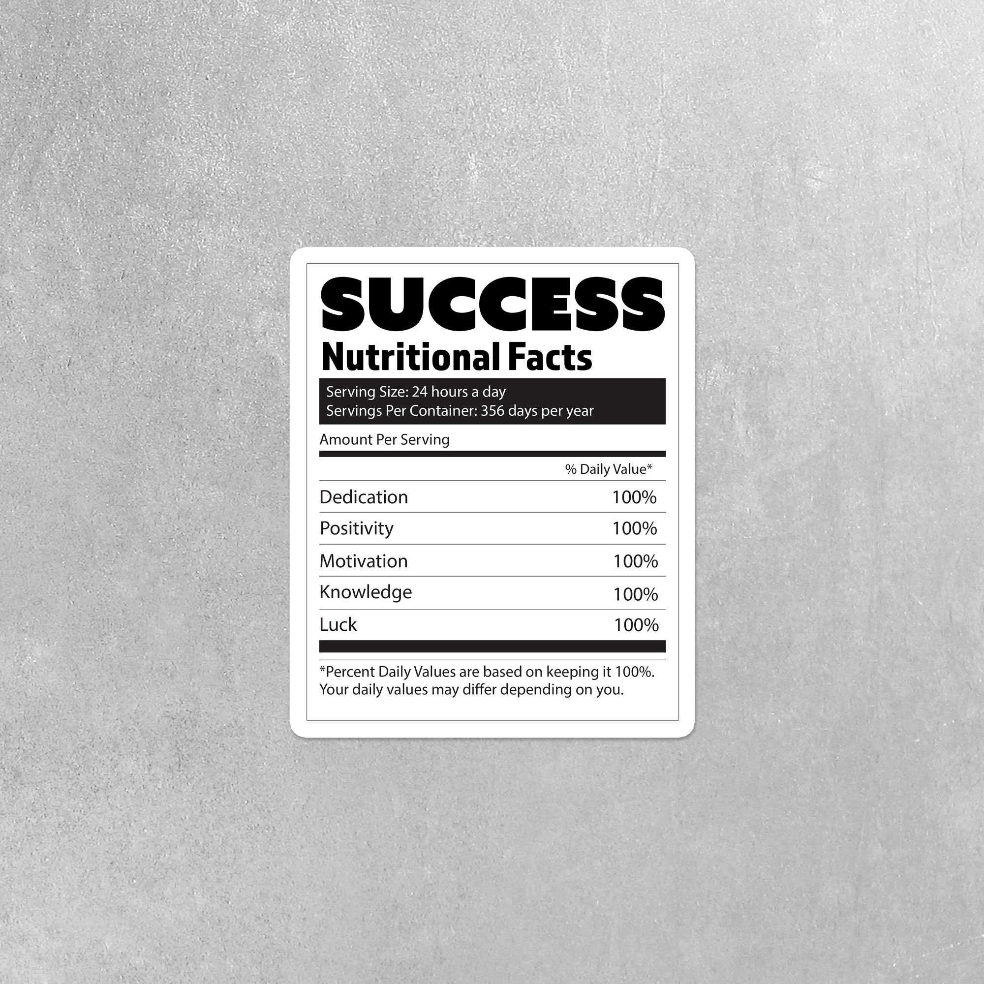 Success Sticker Success Nutrition Facts Motivational Sticker - Etsy.de
