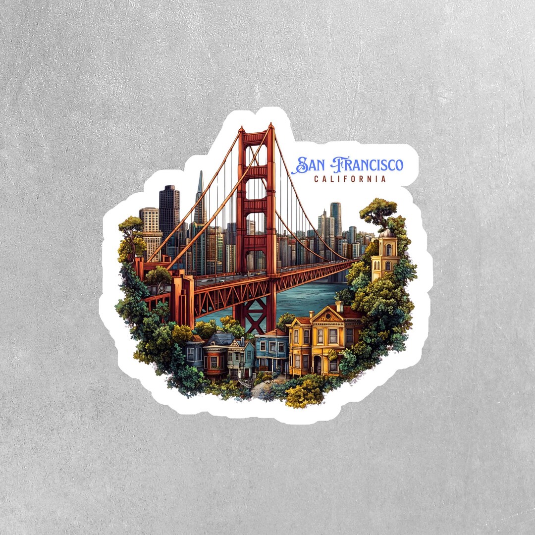 San Francisco Sticker - Golden Gate Bridge Sticker - San Francisco ...