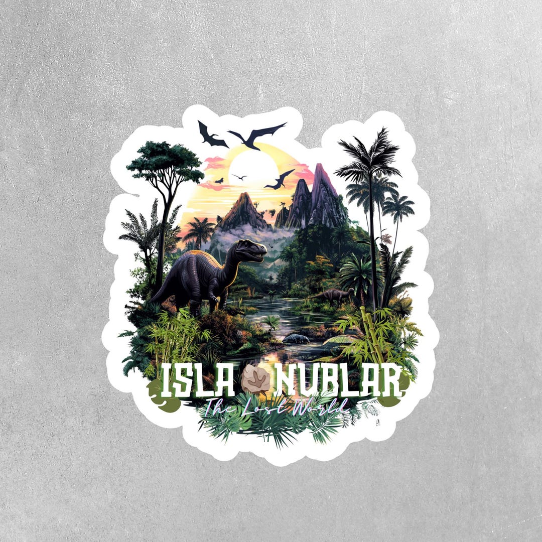Isla Nublar Sticker - the Lost World Vinyl Decal, Jurassic Park Theme ...