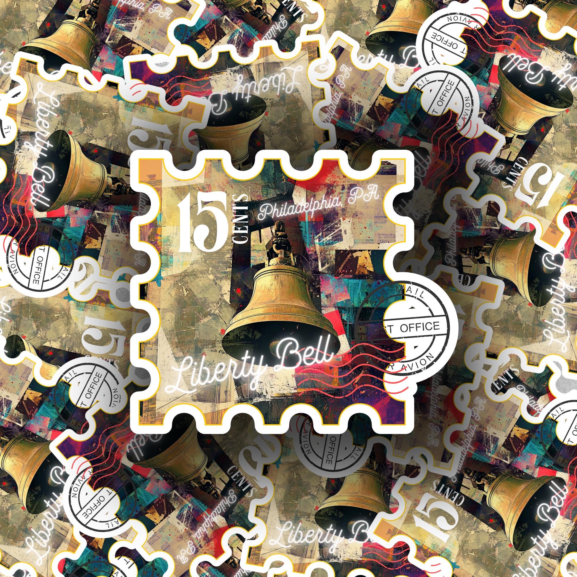 Liberty Bell Sticker - Vintage Philadelphia Souvenir, Retro Travel Art ...